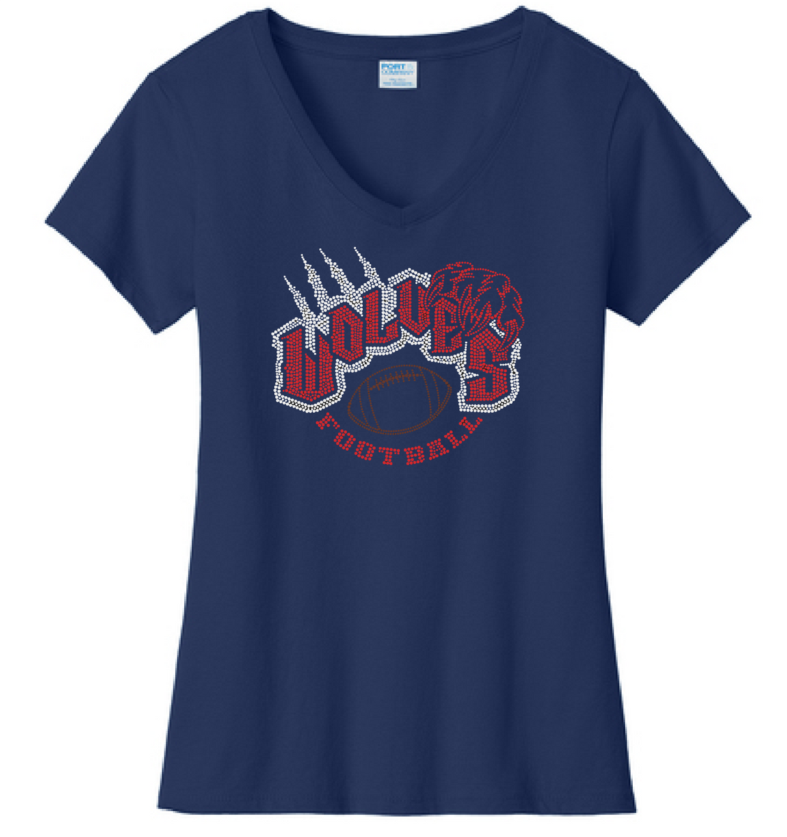 MLK Football V-neck Rhinestone – Embroidery In Motion