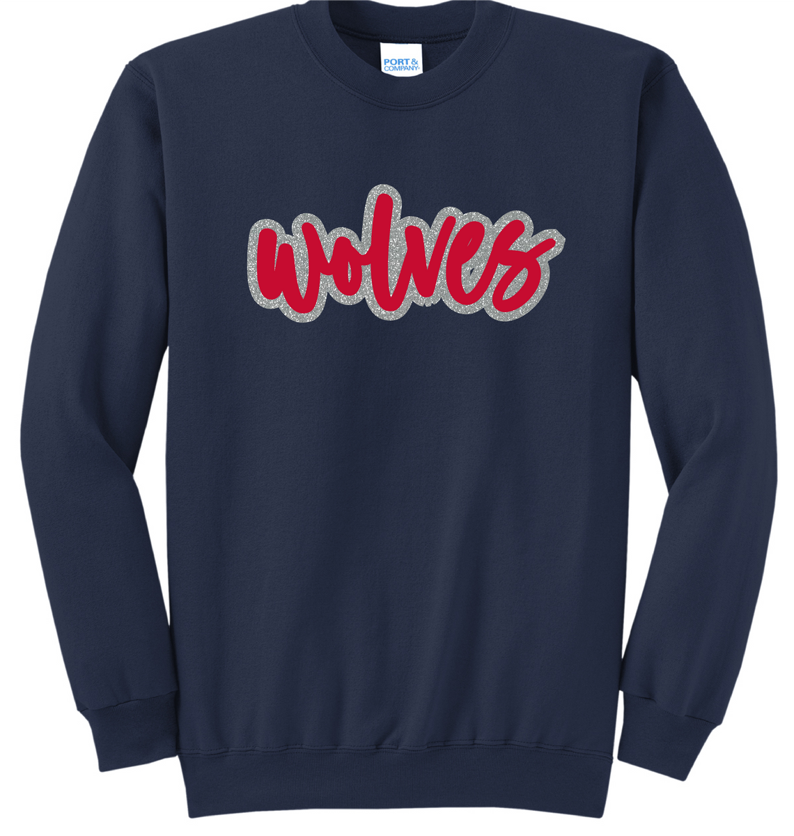 Glitter and PUFF Wolves Crewneck – Embroidery In Motion